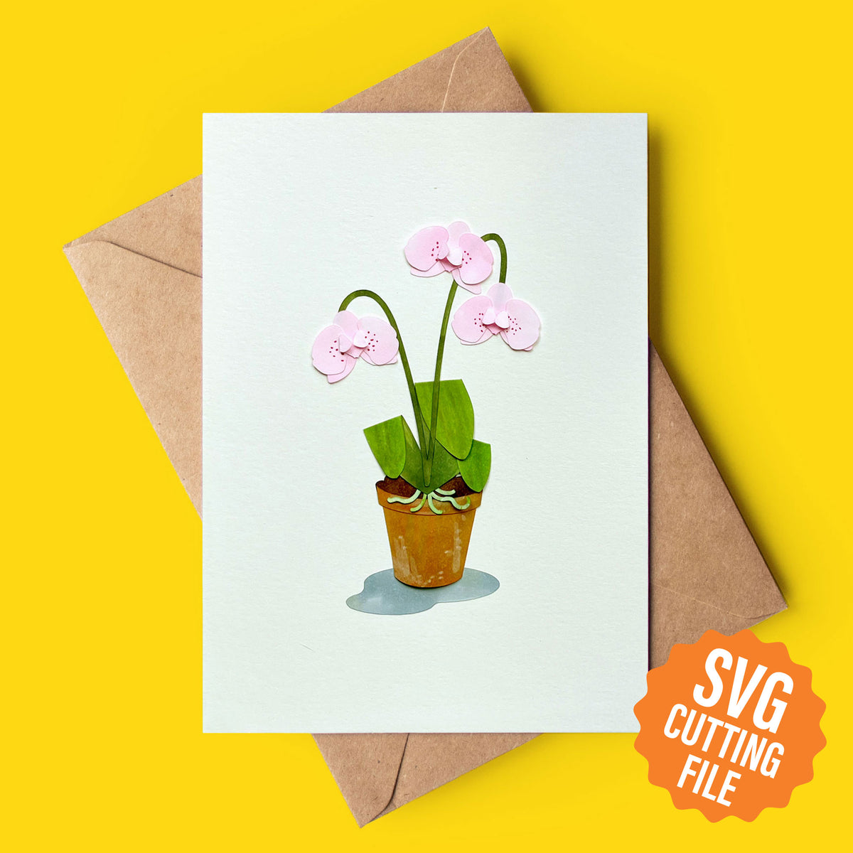 Flower Card, Orchid Greeting Card SVG Template – Especially Paper
