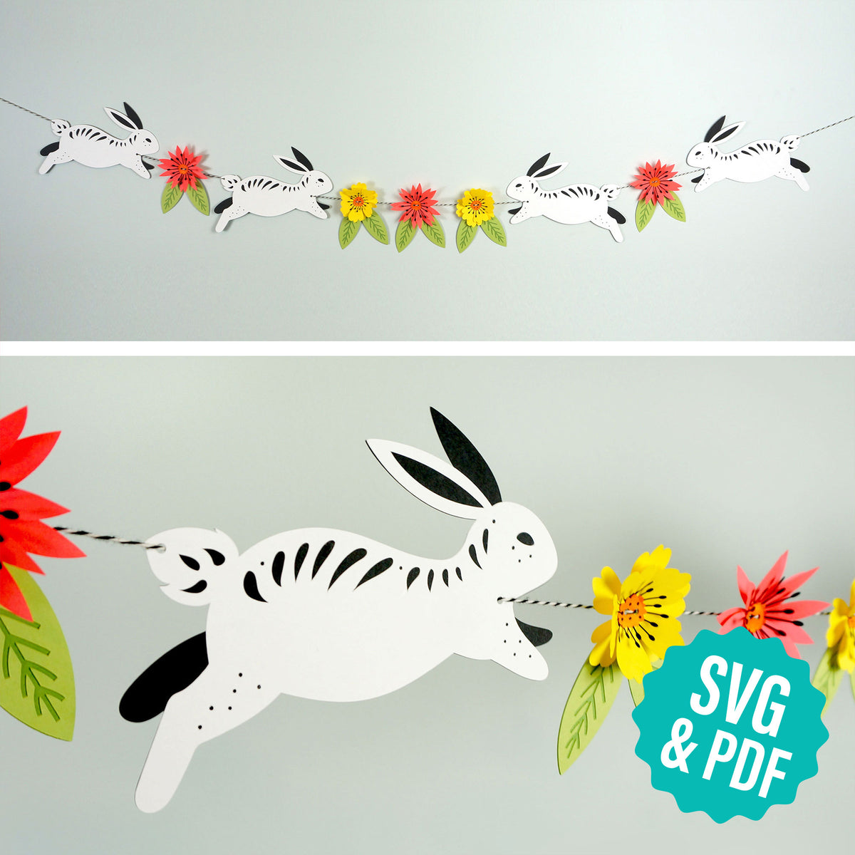 DIY Easter Bunny & Flower Garland Template for Cutting Machines ...