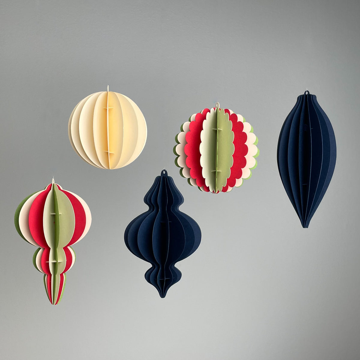 Paper Ornament Collection, Set of Five Holiday Ornaments for Cutting M ...